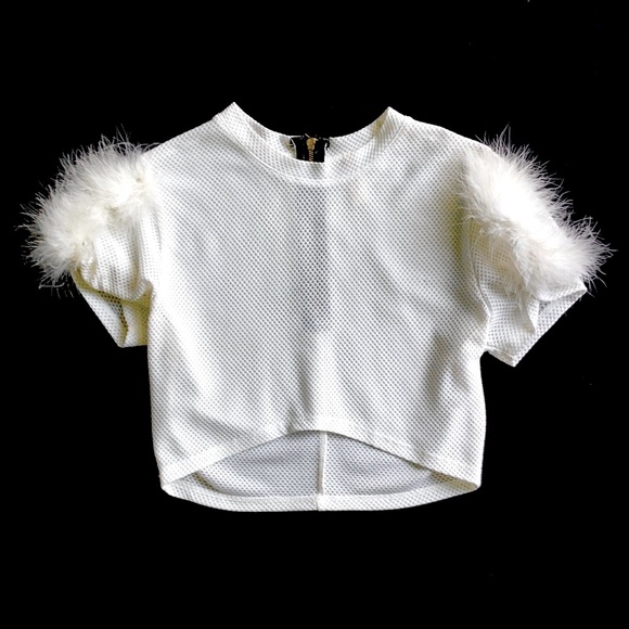 Dolls Kill | Tops | Dolls Kill White Fluffy Marabou Fur Crop Top Xxs ...